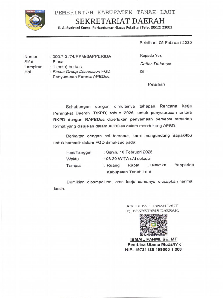 Undangan FGD Penyusunan APBDes 2026 | PDF