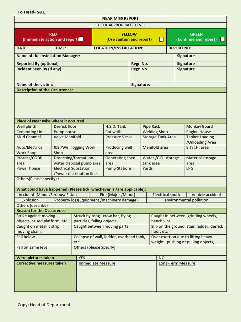 Near Miss Reporting Form Template | PDF | Pump | Mechanical Engineering