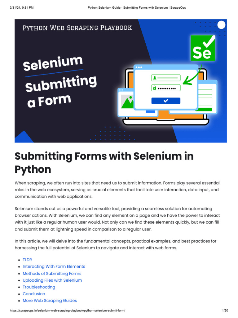 10.python Selenium Guide - Submitting Forms With Selenium - ScrapeOps ... 10.python Selenium Guide - Submitting Forms With Selenium - ScrapeOps ...