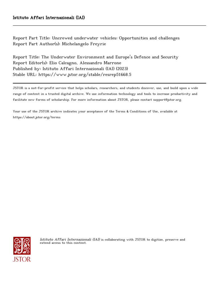Uncrewed Underwater Vehicles-Opportunities and Challenges | PDF | Anti ...