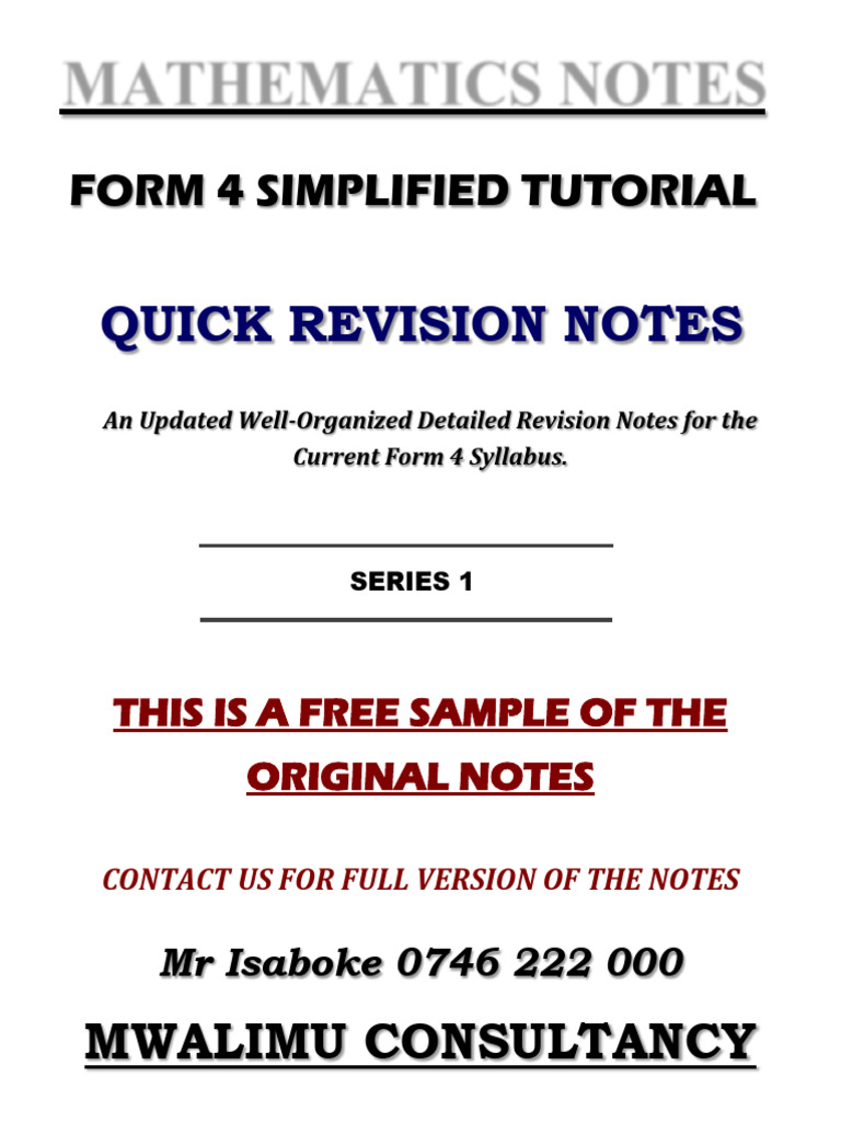 F4 MATHS SIMPLIFIED NOTES SP | PDF | Quartile | Cartesian Coordinate System