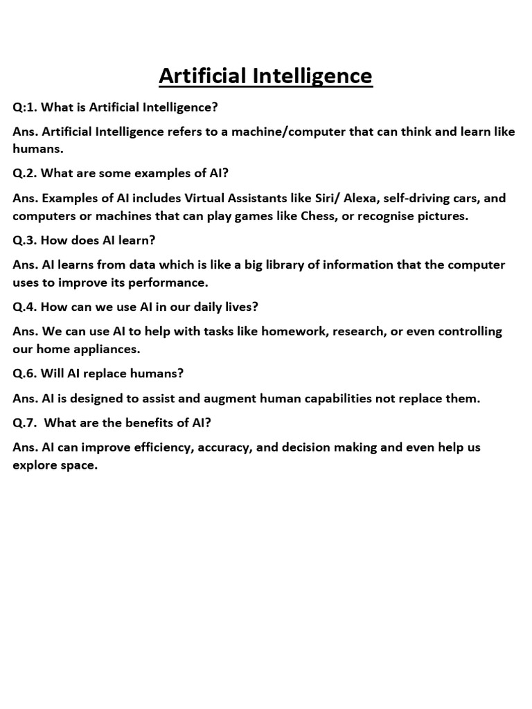 Artificial Intelligence class 7 | PDF