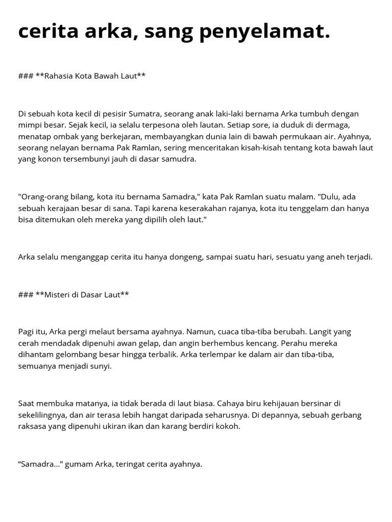 Cerita Arka, Sang Penyelamat. | PDF