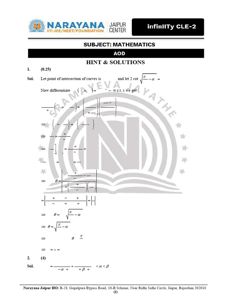 Solutions_Mathematics_Application_of_Derivatives_CLE_by_Aditya_Pathak | PDF | Mathematical ...