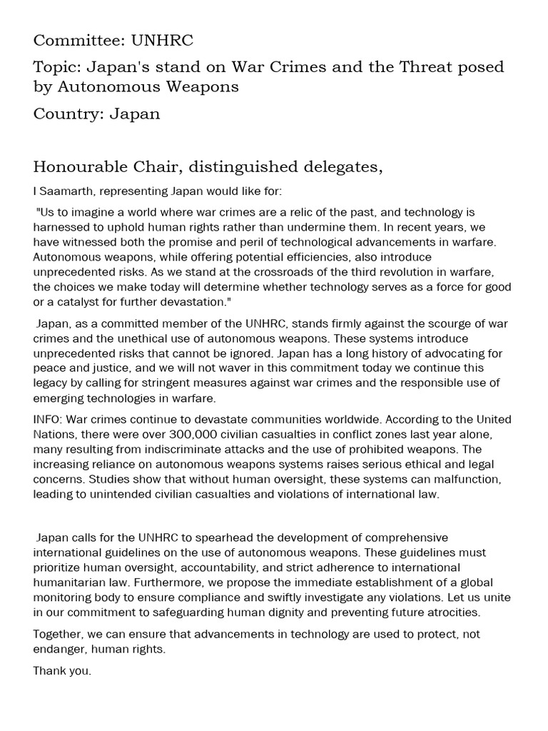 General Opening Speech Final Draft | PDF