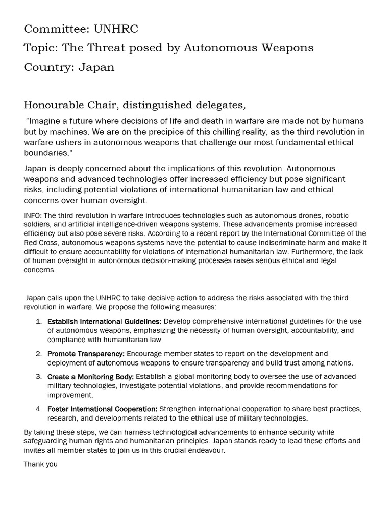 The Third Revolution in Warfare Speech Final Draft | PDF ...