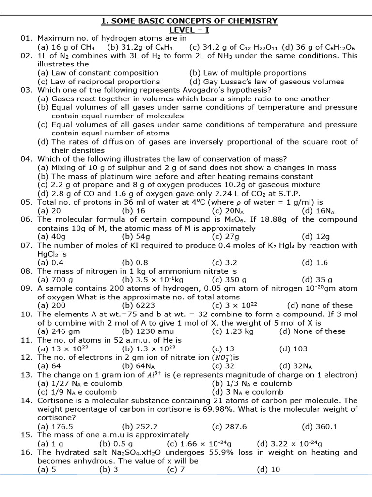Key Chemistry Concepts and Calculations | PDF | Mole (Unit) | Carbonate