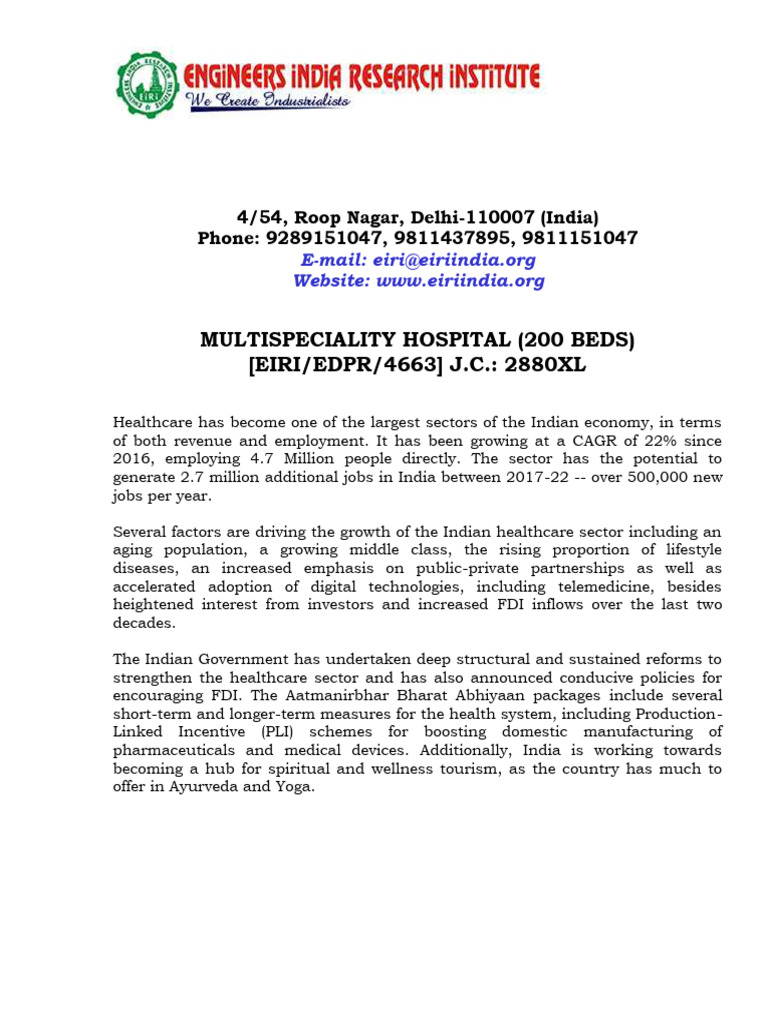 200-Bed Multispeciality Hospital Project | PDF | Hospital | Surgery