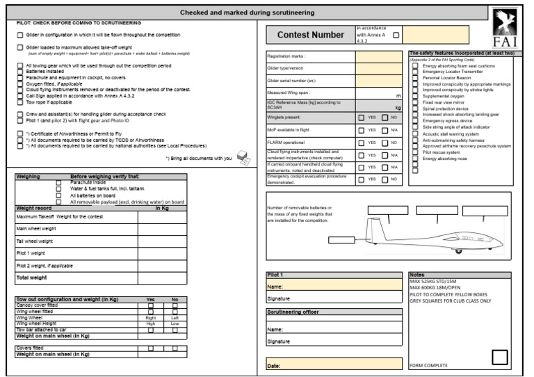 Glider Acceptance Check | PDF | Glider (Sailplane) | Parachute