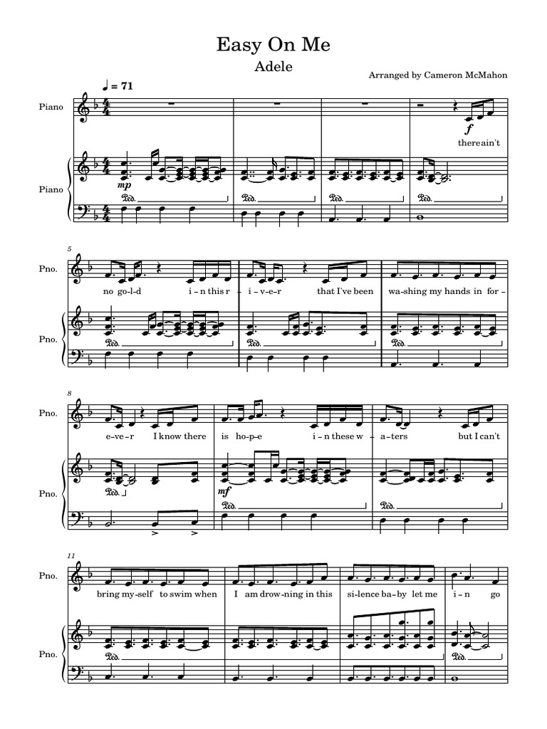 Easy_On_Me_by_Adele_Piano_with_Lyrics | PDF | Adele | Songs Written