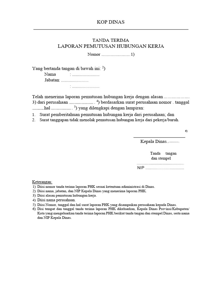 Tanda Terima Laporan PHK | PDF
