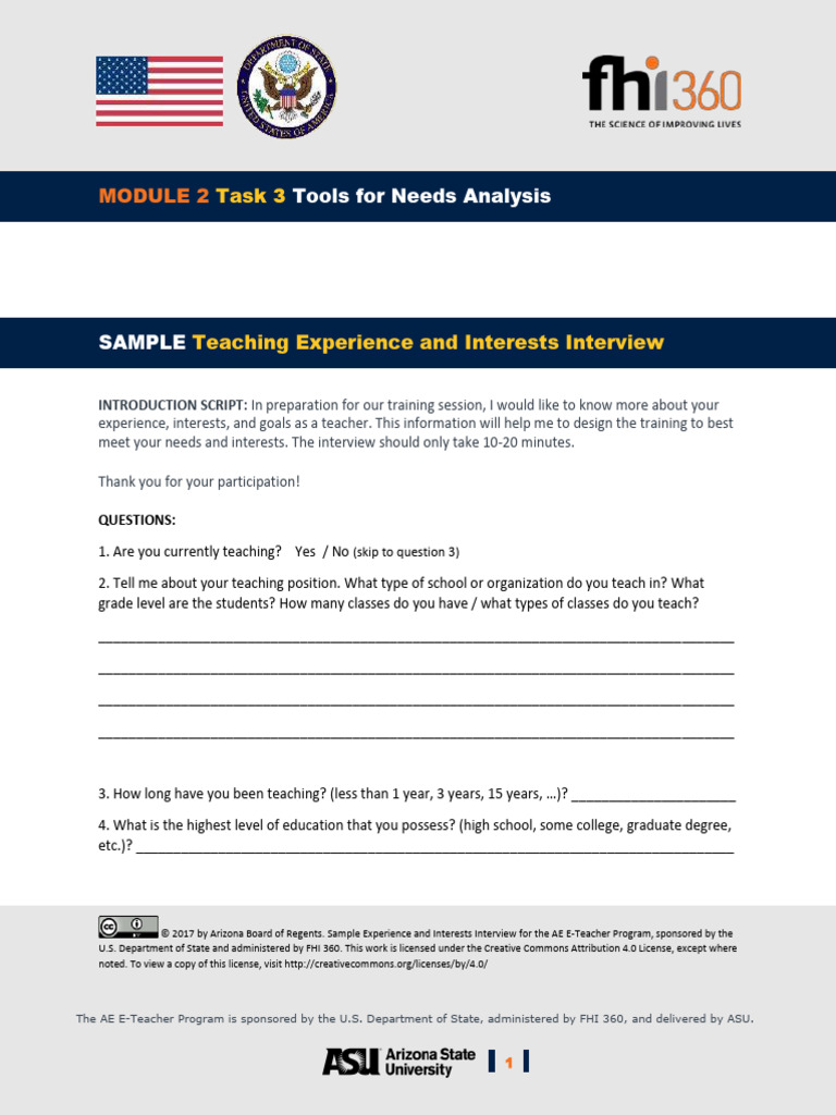 Module 2_Sample Experience and Interests Interview | PDF