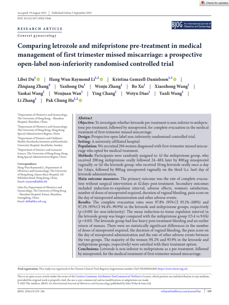 BJOG - 2023 - Du - Comparing Letrozole and Mifepristone Pre%E2%80 ...