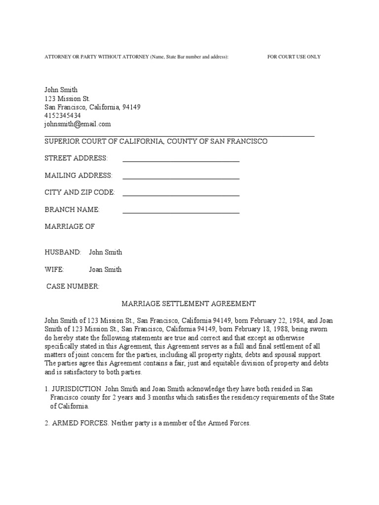 California Marital Settlement Agreement | PDF | Alimony | Divorce