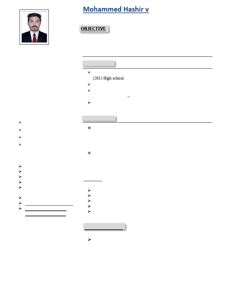Mohammed Hashir V Resume 2024 | PDF