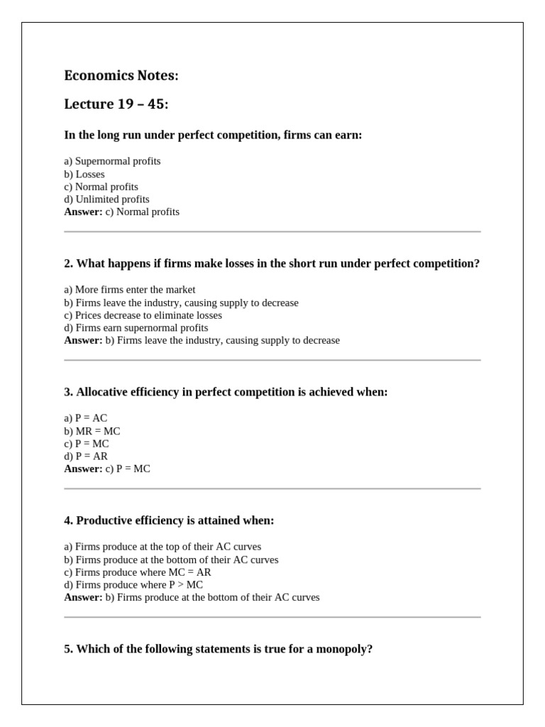 Economics: Perfect Competition vs Monopoly | PDF | Monopoly | Profit (Economics)