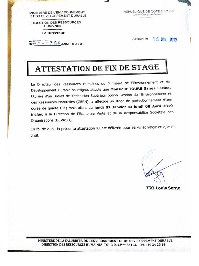 Attestation de Stage | PDF