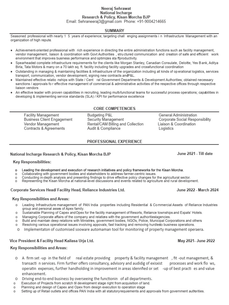 Neeraj Sehrawat Resume (1) | PDF | Expense | Business