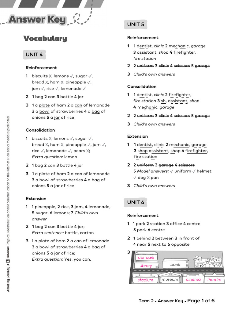 Amazing Journey 3 Term 2 Answer Key | PDF | Foods | Cuisine
