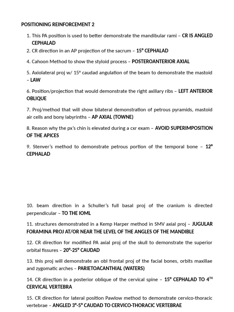 Positioning Reinforcement 2 | PDF | Vertebra | Musculoskeletal System