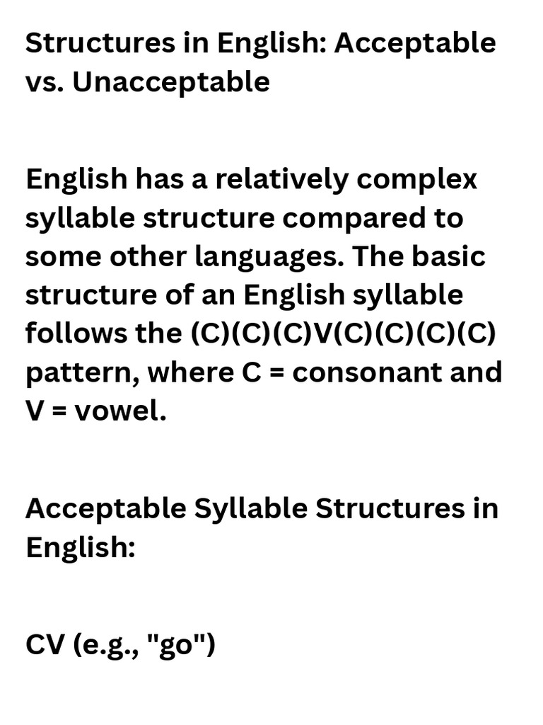 English Syllable Structures and Stress | PDF | Stress (Linguistics) | Syllable
