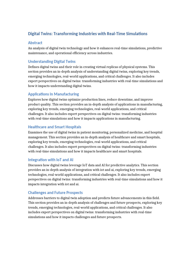 Enhanced Digital Twins Transforming Industries With Real-Time ...