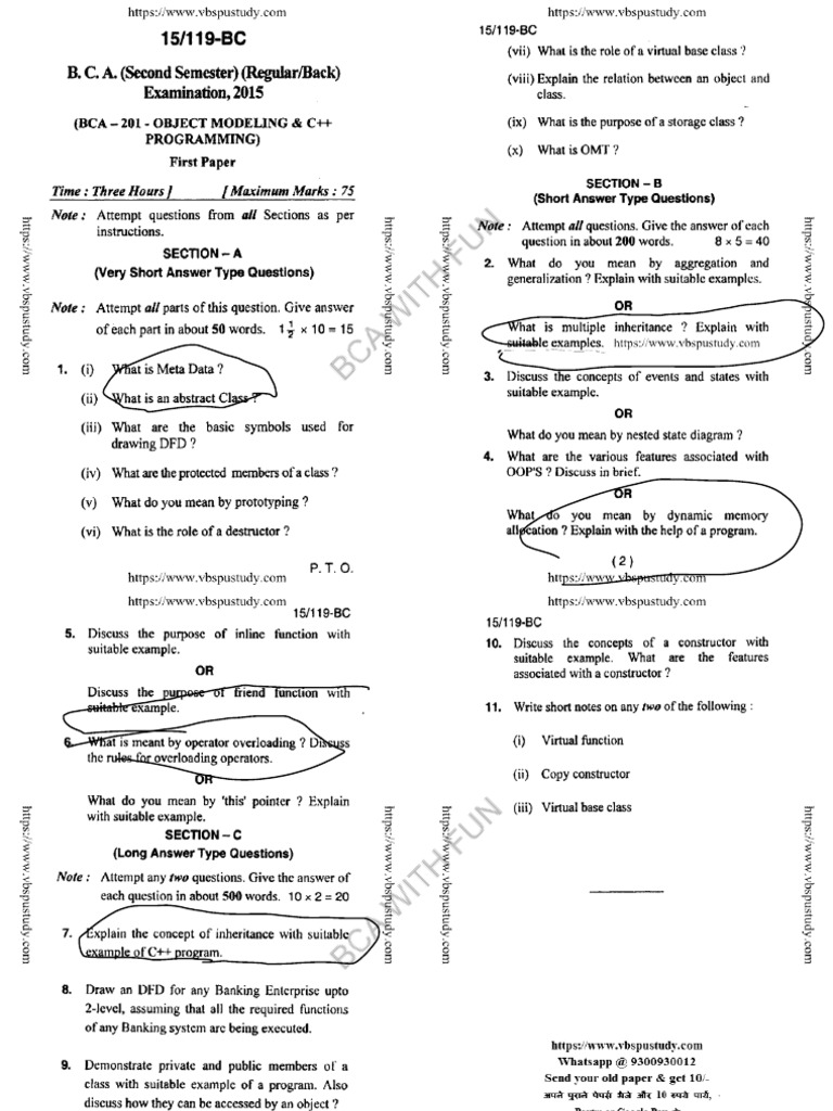 C++ 2015 - 2022 Prev Yerar Question Paper | PDF