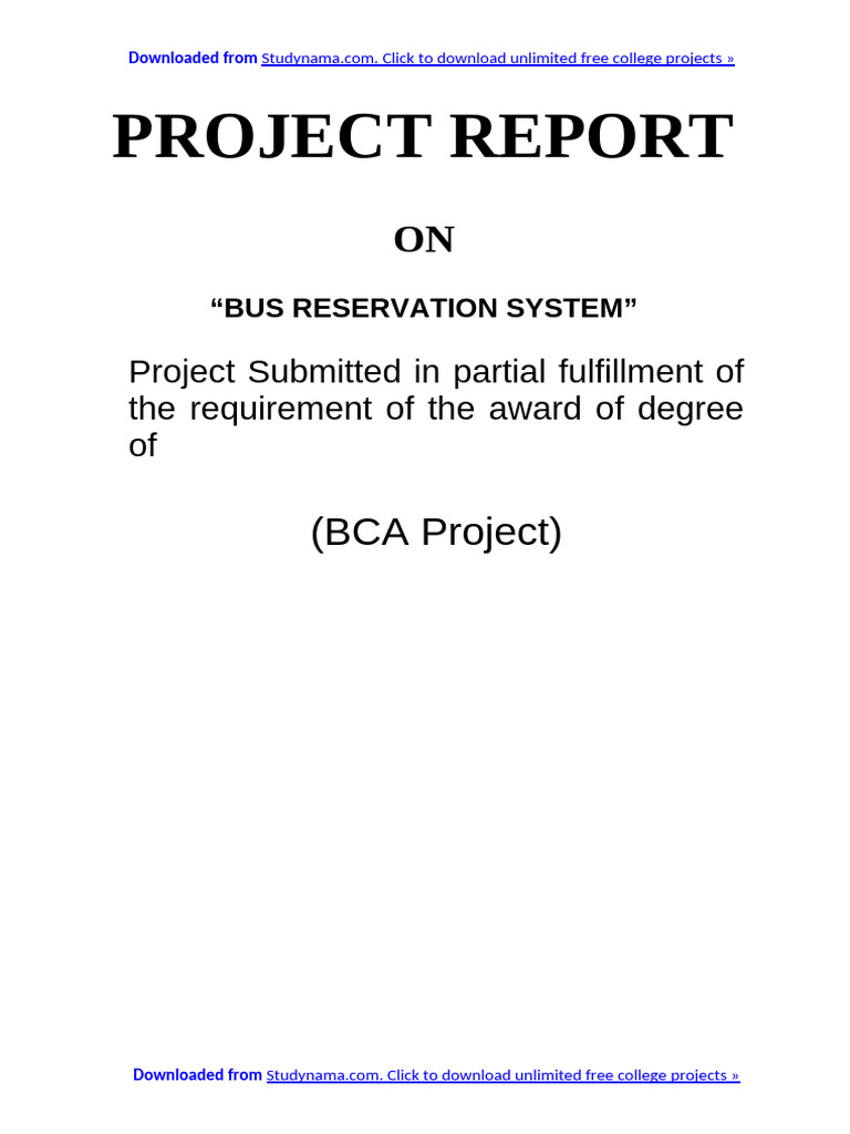 BCA Project On Bus Reservation System - PDF Report With Source Code ...
