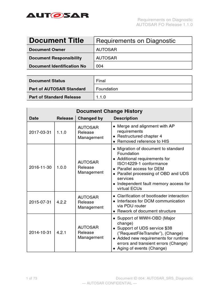AUTOSAR_SRS_Diagnostic | PDF | Computer Science | Computer Engineering