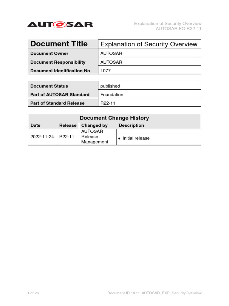 AUTOSAR EXP SecurityOverview | PDF | Pointer (Computer Programming ...