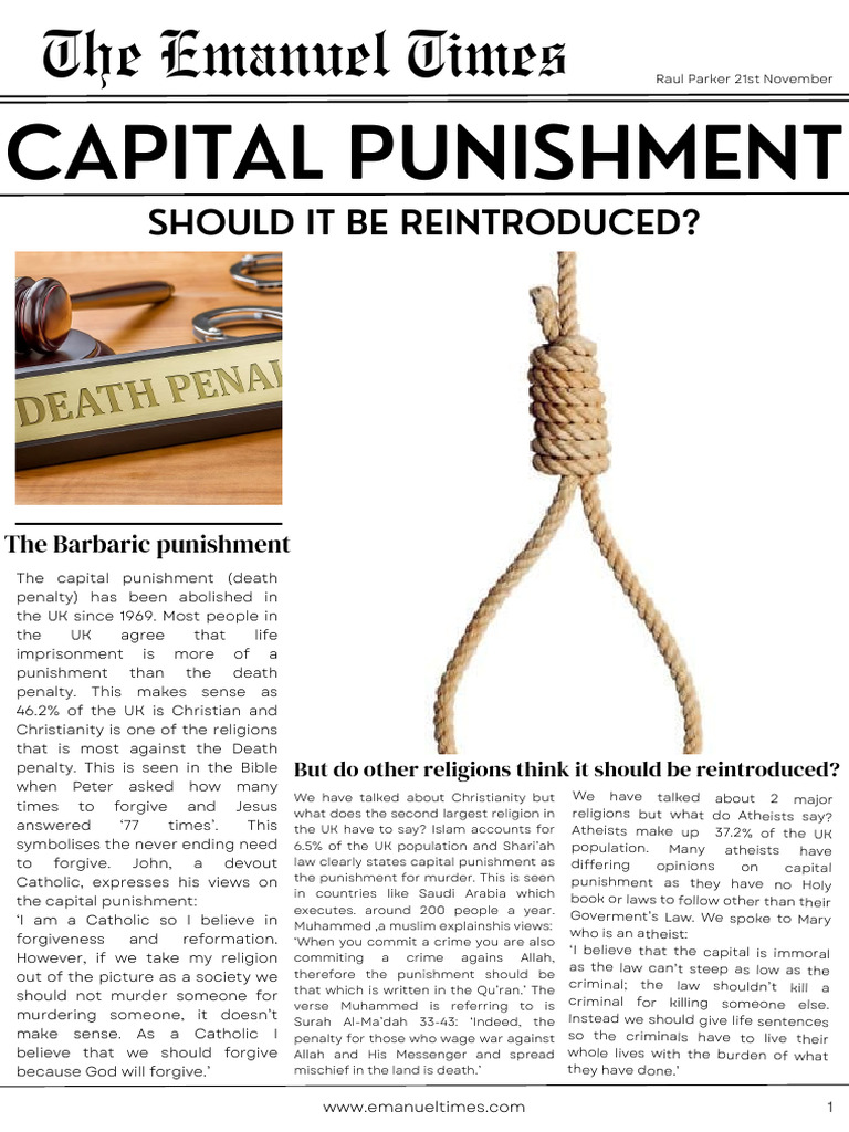 Capital Punishment: A Religious Debate | PDF | Capital Punishment ...