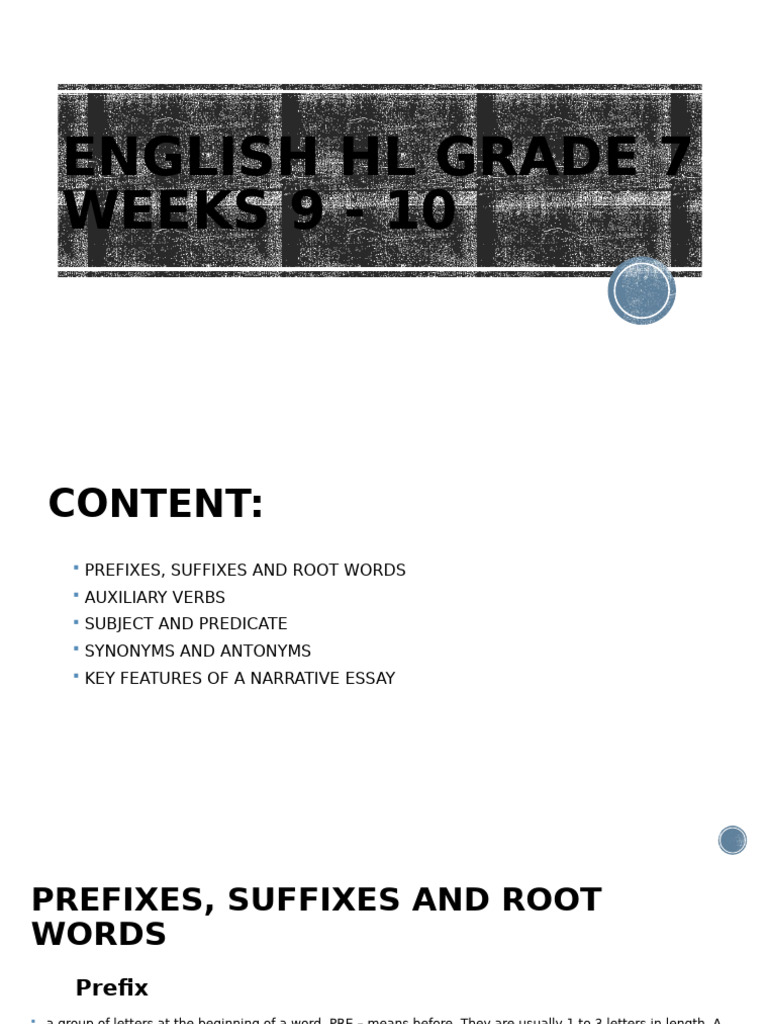 English HL Grade 7 Weeks 9 - 10 | PDF | Verb | Subject (Grammar)