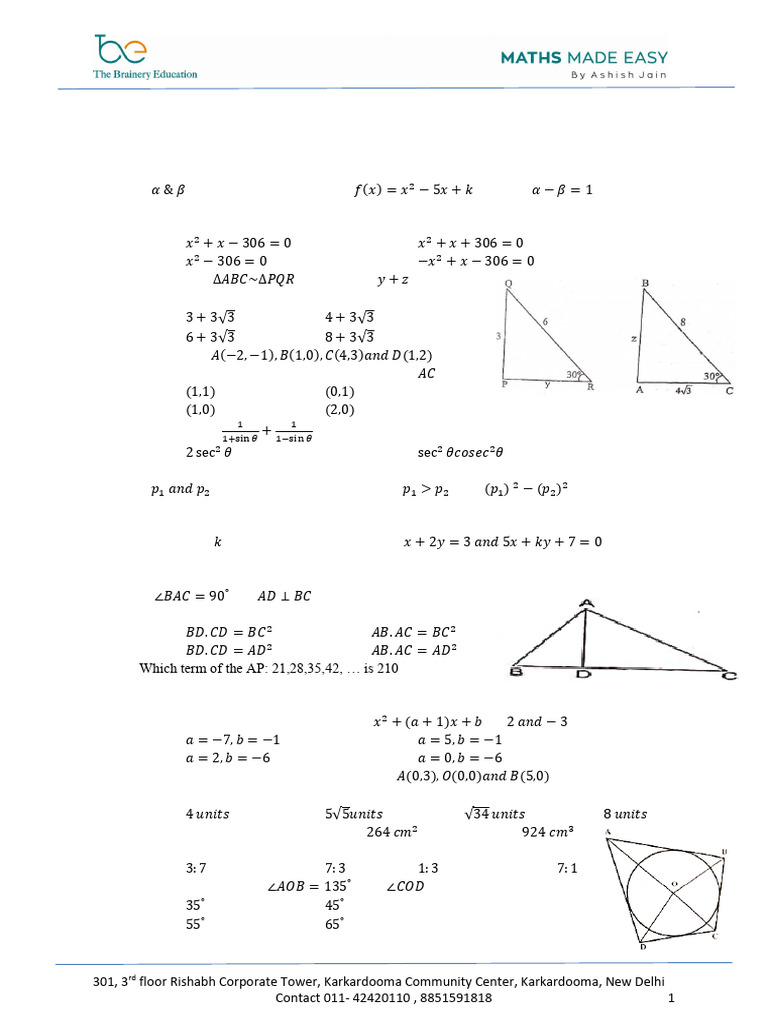 MME Test 1 Full Course X | PDF | Circle | Polynomial