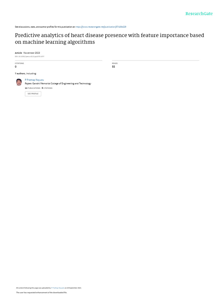 Predictive Analytics of Heart Disease Presence With Feature Importance Based On Machine Learning ...