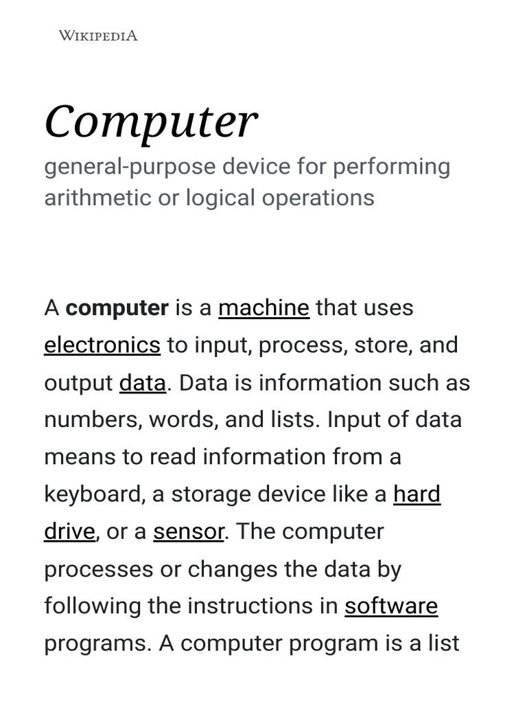 Computer - Simple English Wikipedia, The Free Encyclopedia | PDF ...