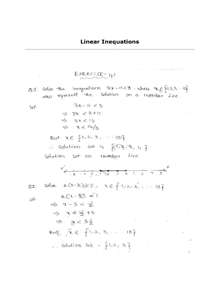 Class X (Linear Inequations) | PDF