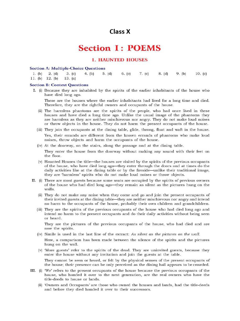 Class X-Poems Solution (Sonia Gupta) | PDF