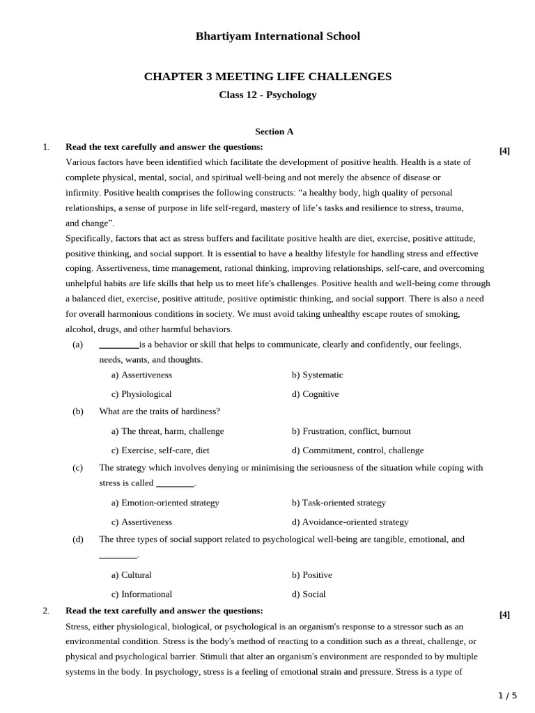 Meeting Life Challenges in Psychology | PDF | Stress (Biology ...