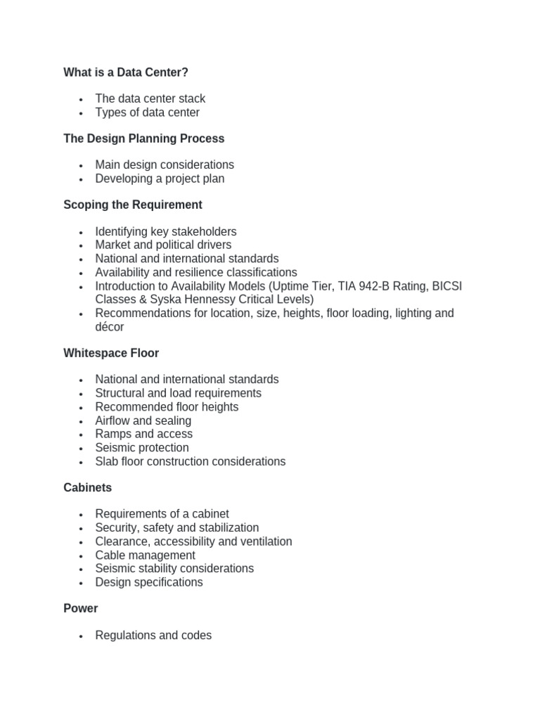 Data Center Design Content | PDF | Data Center | Electrical Engineering