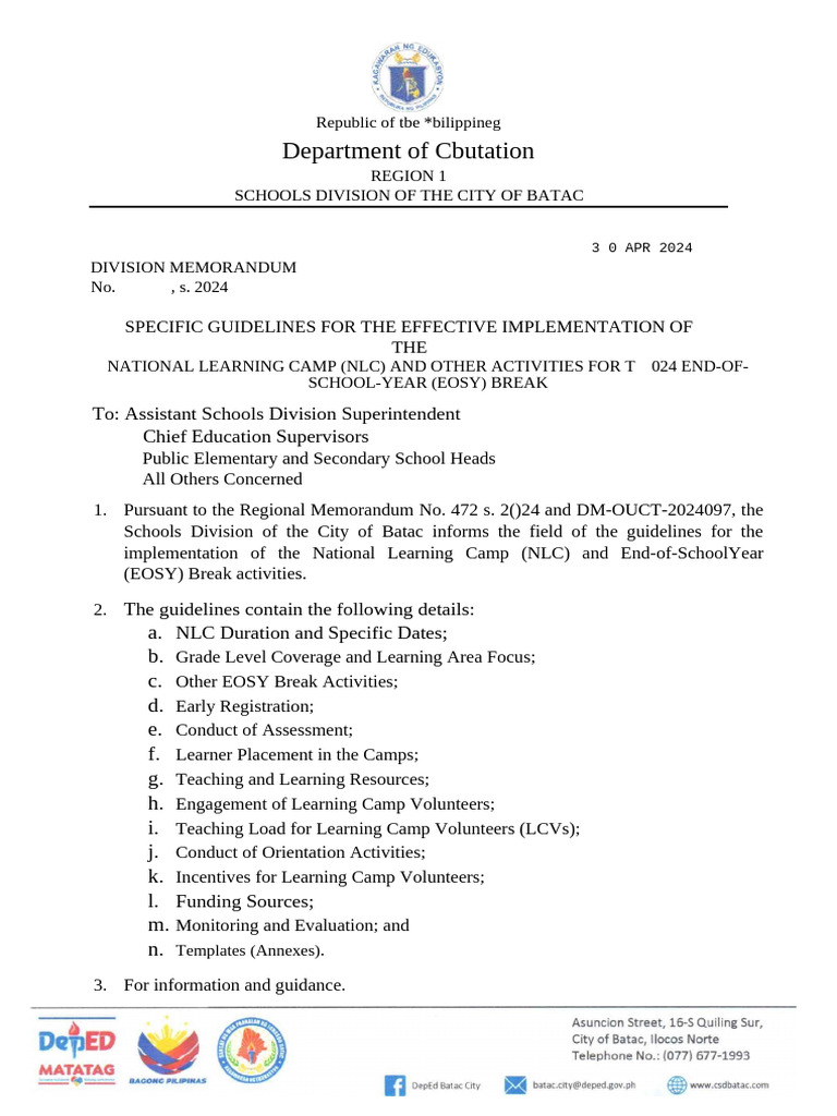 NLC Implementation - JUly 1 To 19 2024 - No. 242 S. 2024 - 2406724 ...