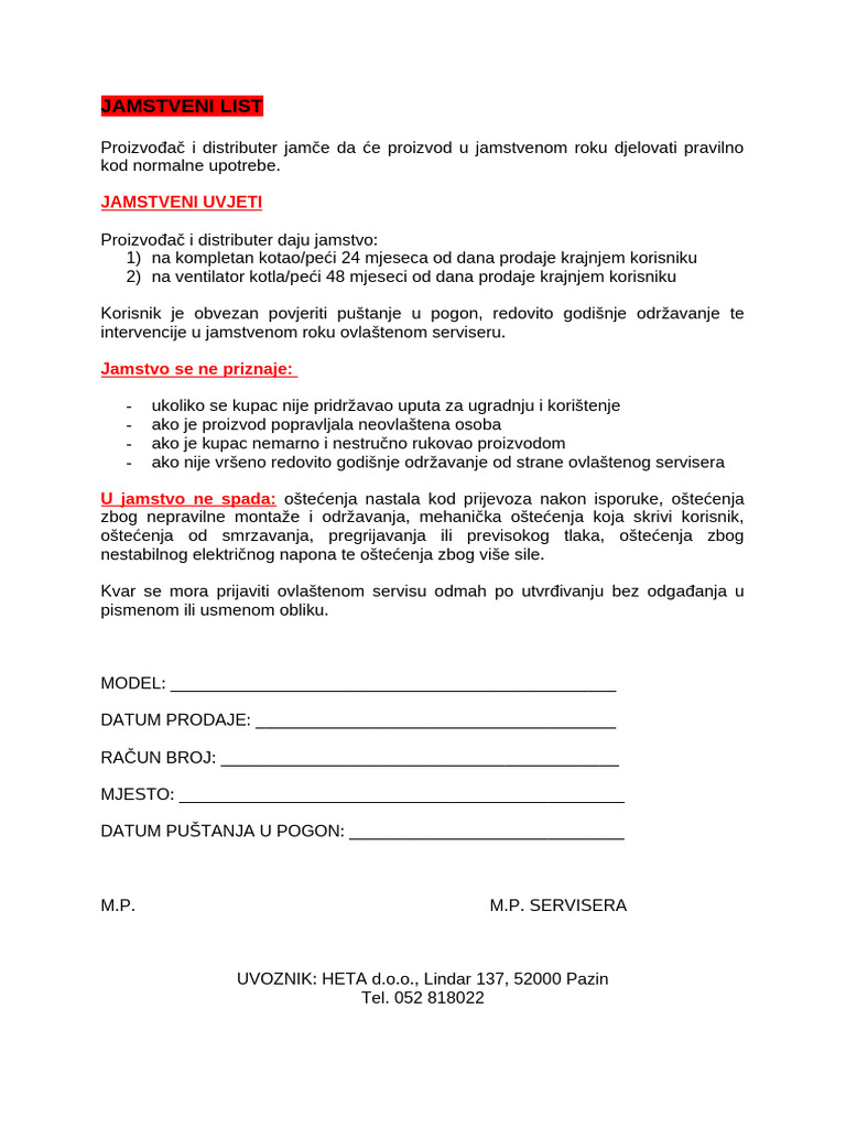 JAMSTVENI LIST Thermorossi | PDF