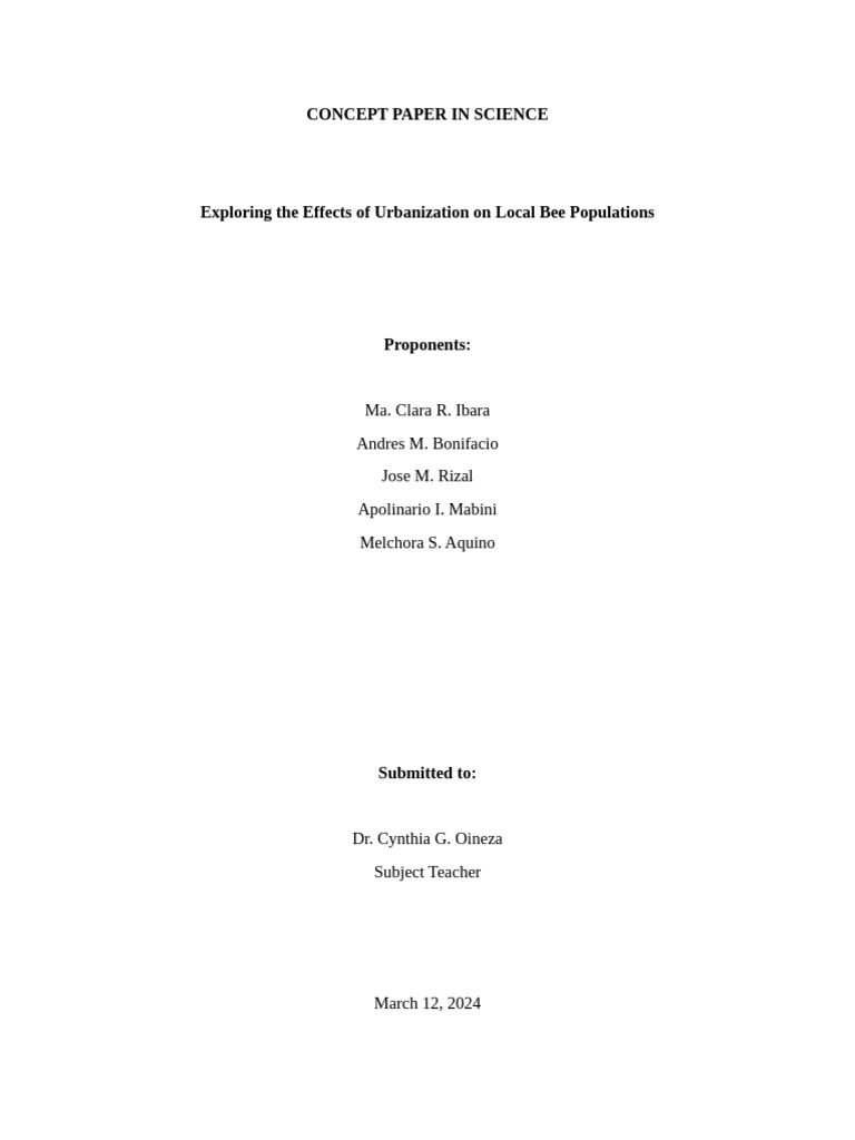Concept Paper in Science | PDF | Biodiversity | Conservation Biology