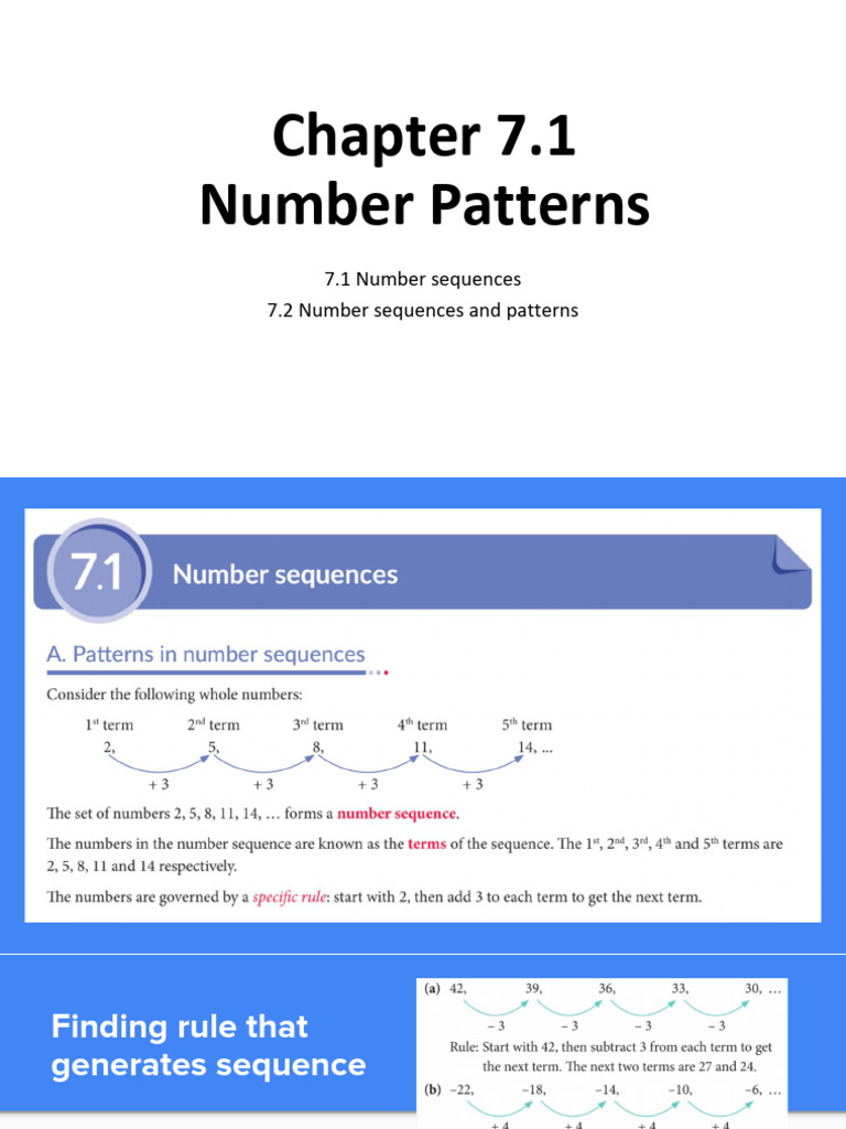 1G3 Chapter 7.1 Number Patterns (With Sol) | PDF