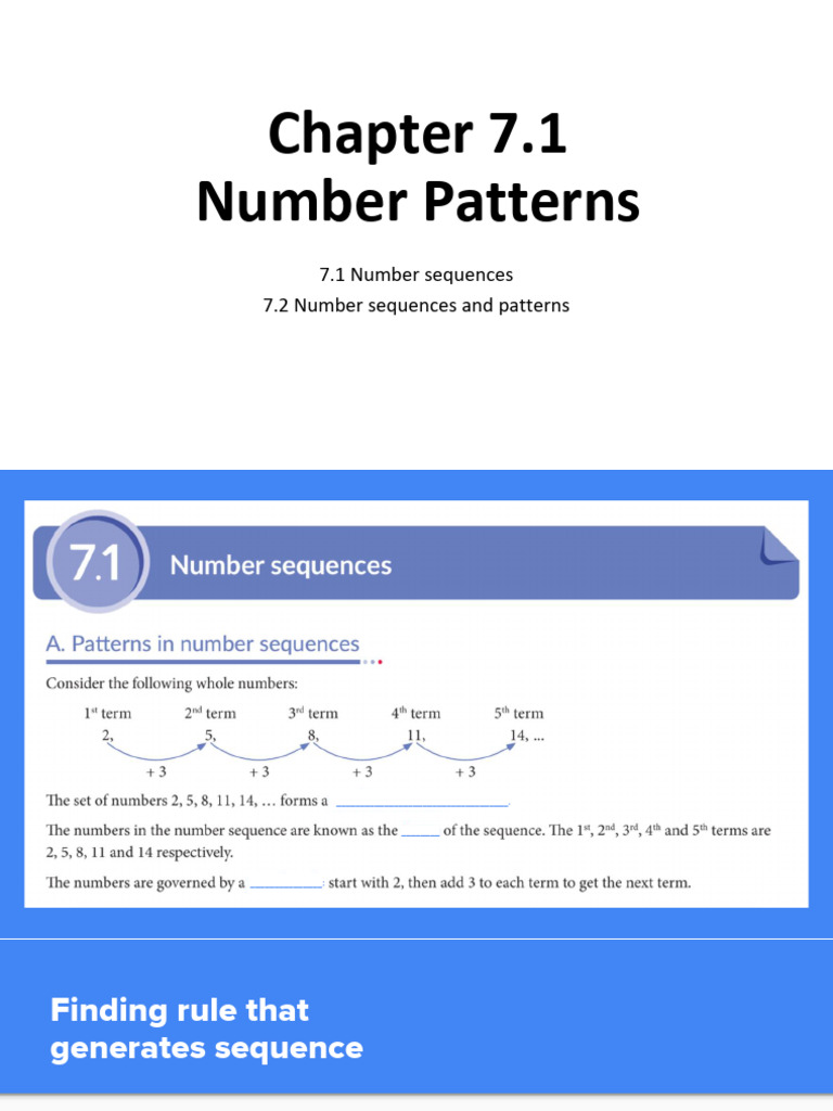 1G3 Chapter 7.1 Number Patterns (Student's Copy) | PDF