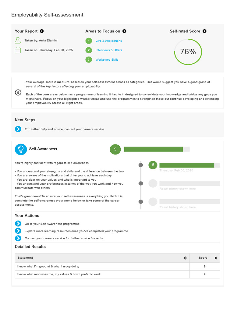Employability Self-Assessment-2025-02-06 | PDF | Psychological ...