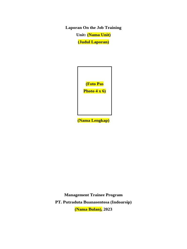 Template Laporan OJT MT Indoarsip | PDF