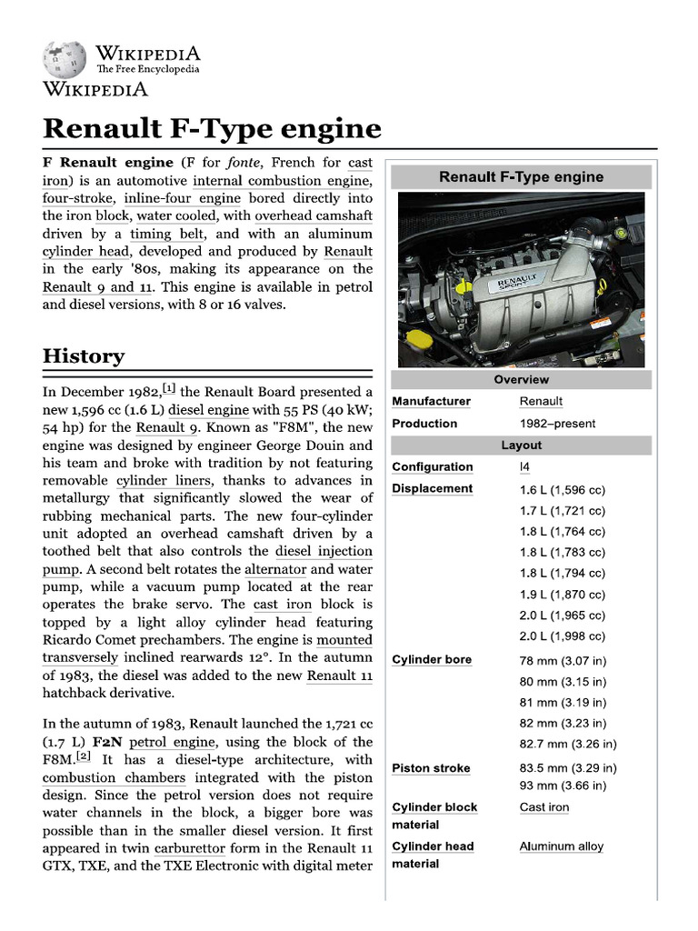 Renault F Engine | PDF