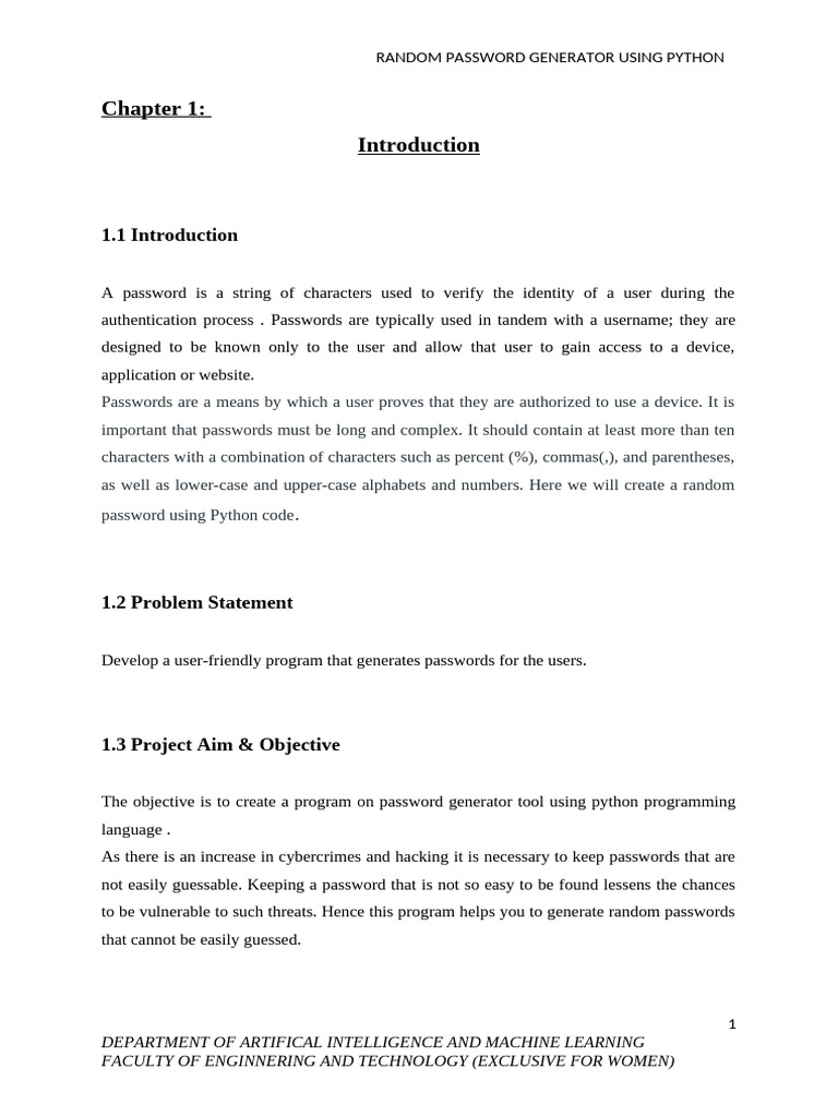 Poject Report AIML Password-2 | PDF | Data Type | Python (Programming Language)