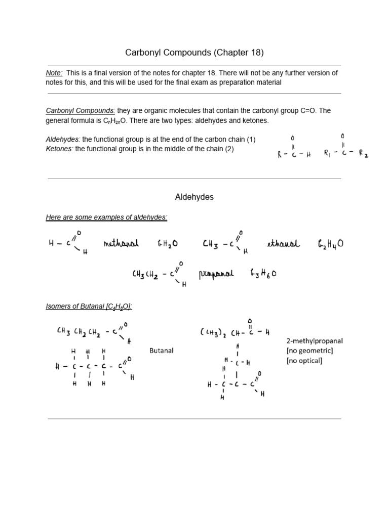 Chapter_18_-_Carbonyl_Compounds | PDF | Aldehyde | Ethanol