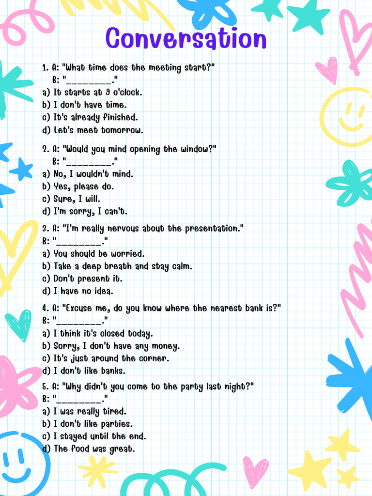 แนวข้อสอบ conversation | PDF